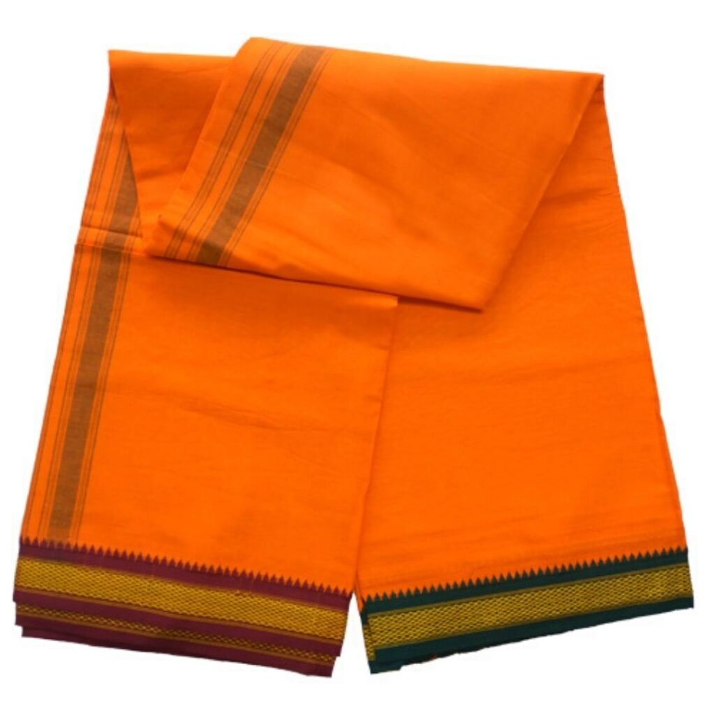 Gerua Dhoti, Chaddar and Potli Set ( Pure Cotton ) - Puja Dukaan