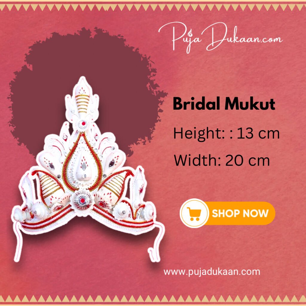 Topor Mukut Set For Bengali Wedding (Butterfly Design Red) - Puja Dukaan